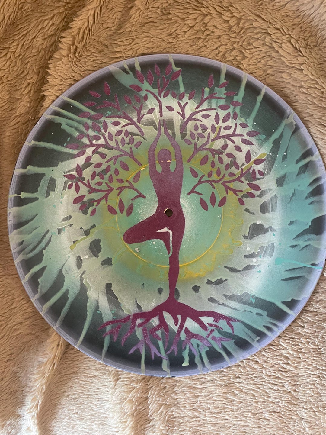 Tree Pose Yoga Painting on Vinyl Record Spray Painted - Etsy