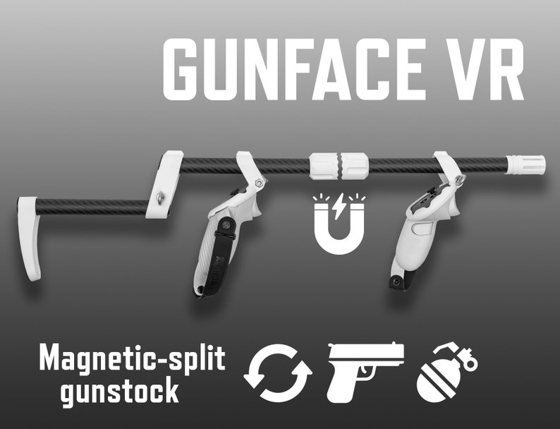 GunFace VR magnetic-split gunstock Quest 3, Quest2 - Etsy 日本