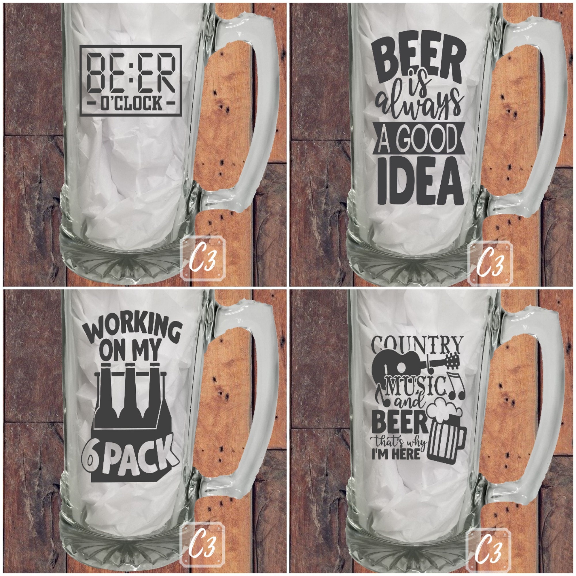 Beer Quote Series/glass Custom Beer Mug - Etsy