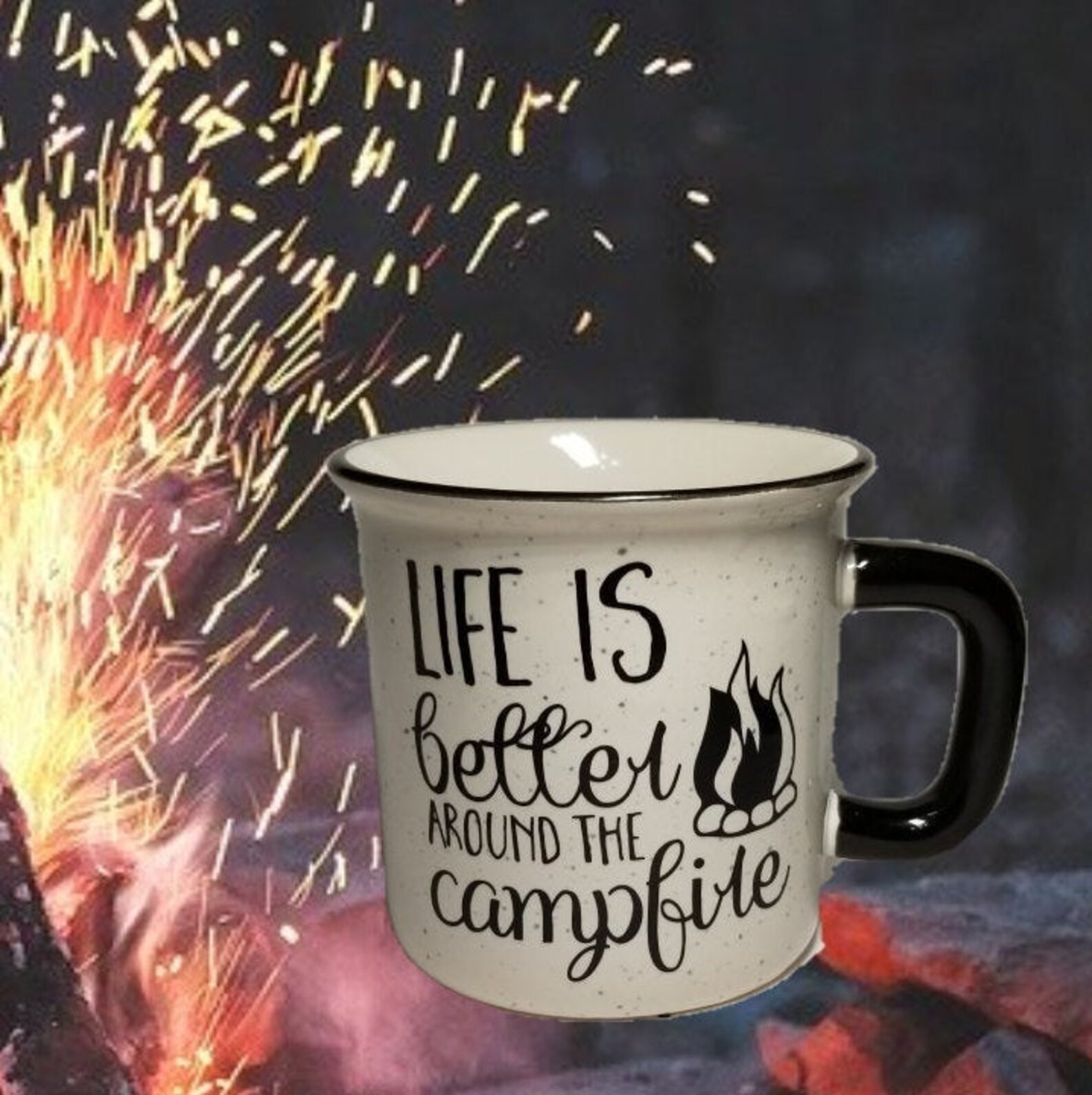 Stoneware Mug/campfire Mug/hand Lettered Coffee Mug - Etsy