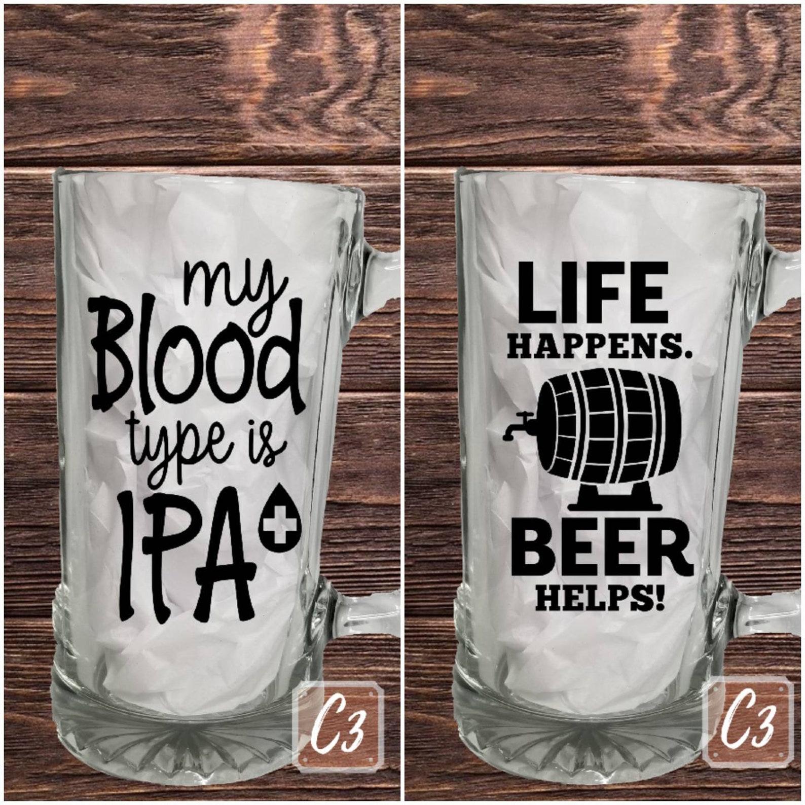 Funny Beer Quote Series/glass Custom Beer Mug/personalized - Etsy