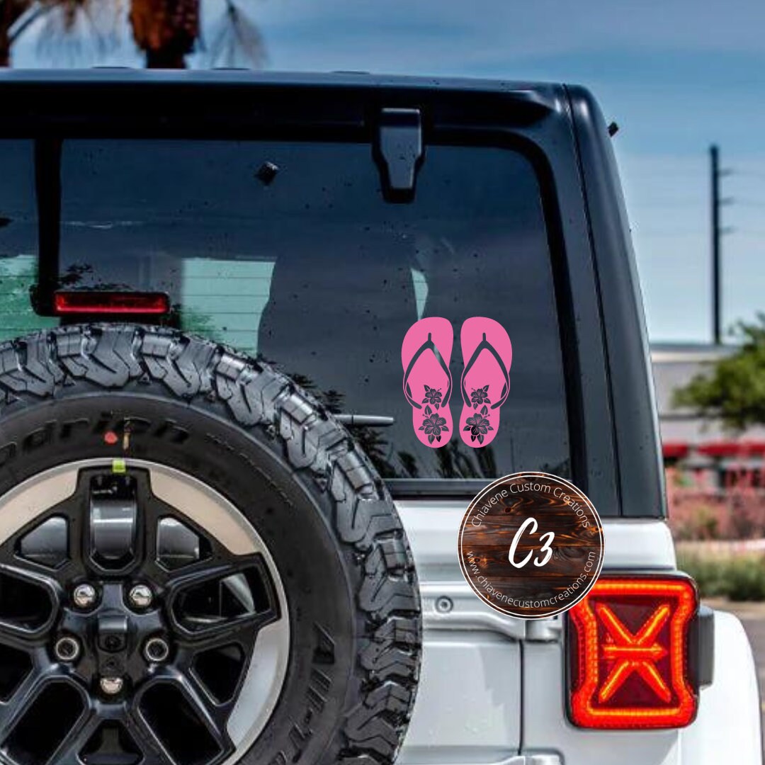 Hibiscus Flip Flops Car Decal/summer Vinyl Decal - Etsy