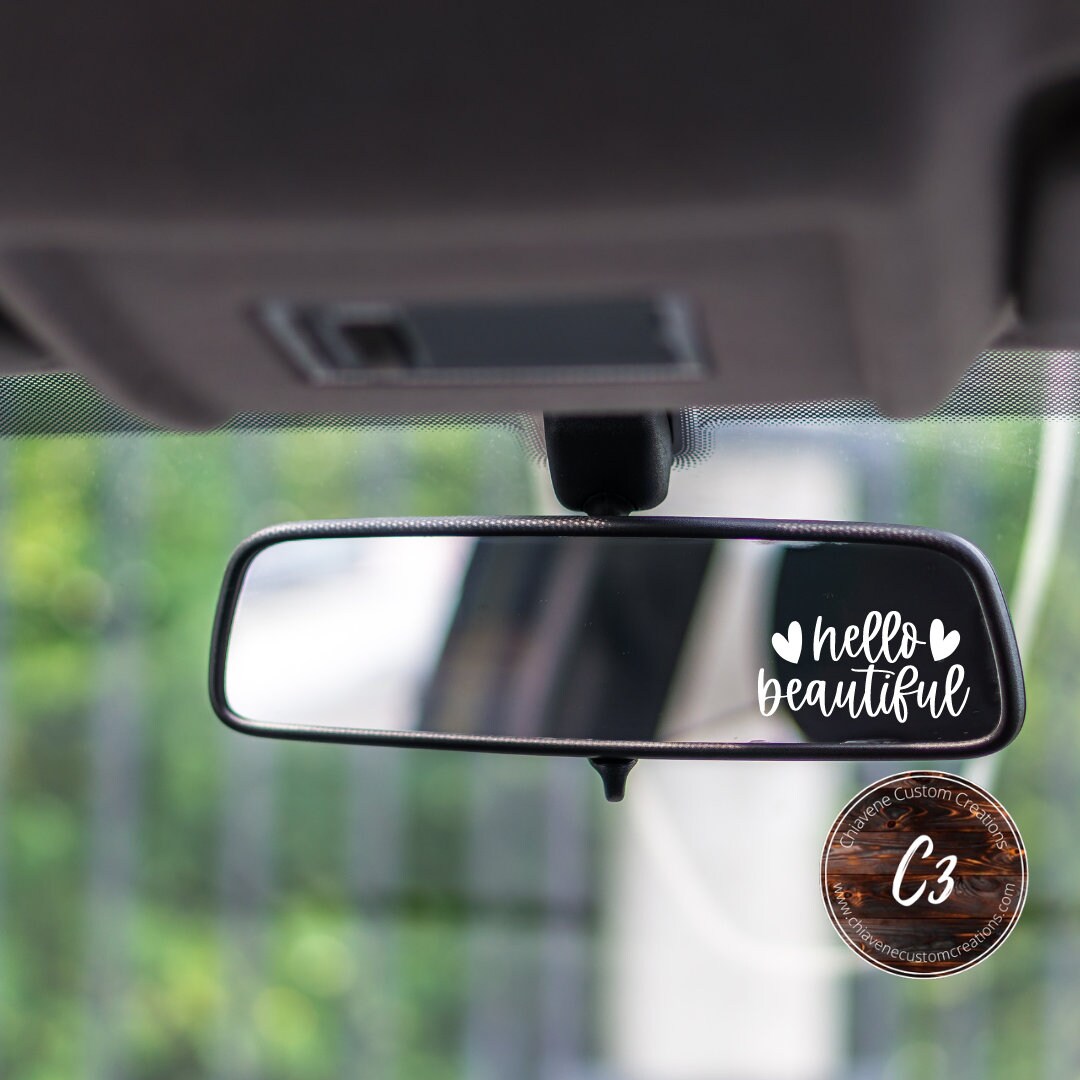 Hello Beautiful Decal/car Rearview Mirror Decal/vinyl Decal - Etsy