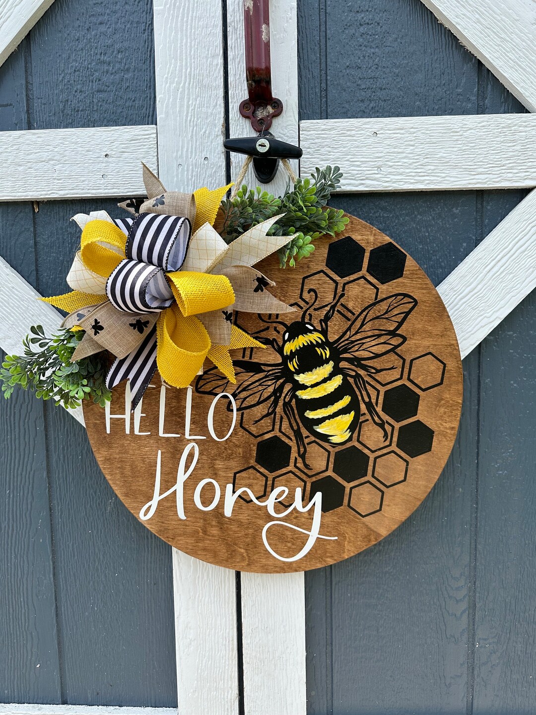 Hello Honey Bee Round Door Sign - Etsy