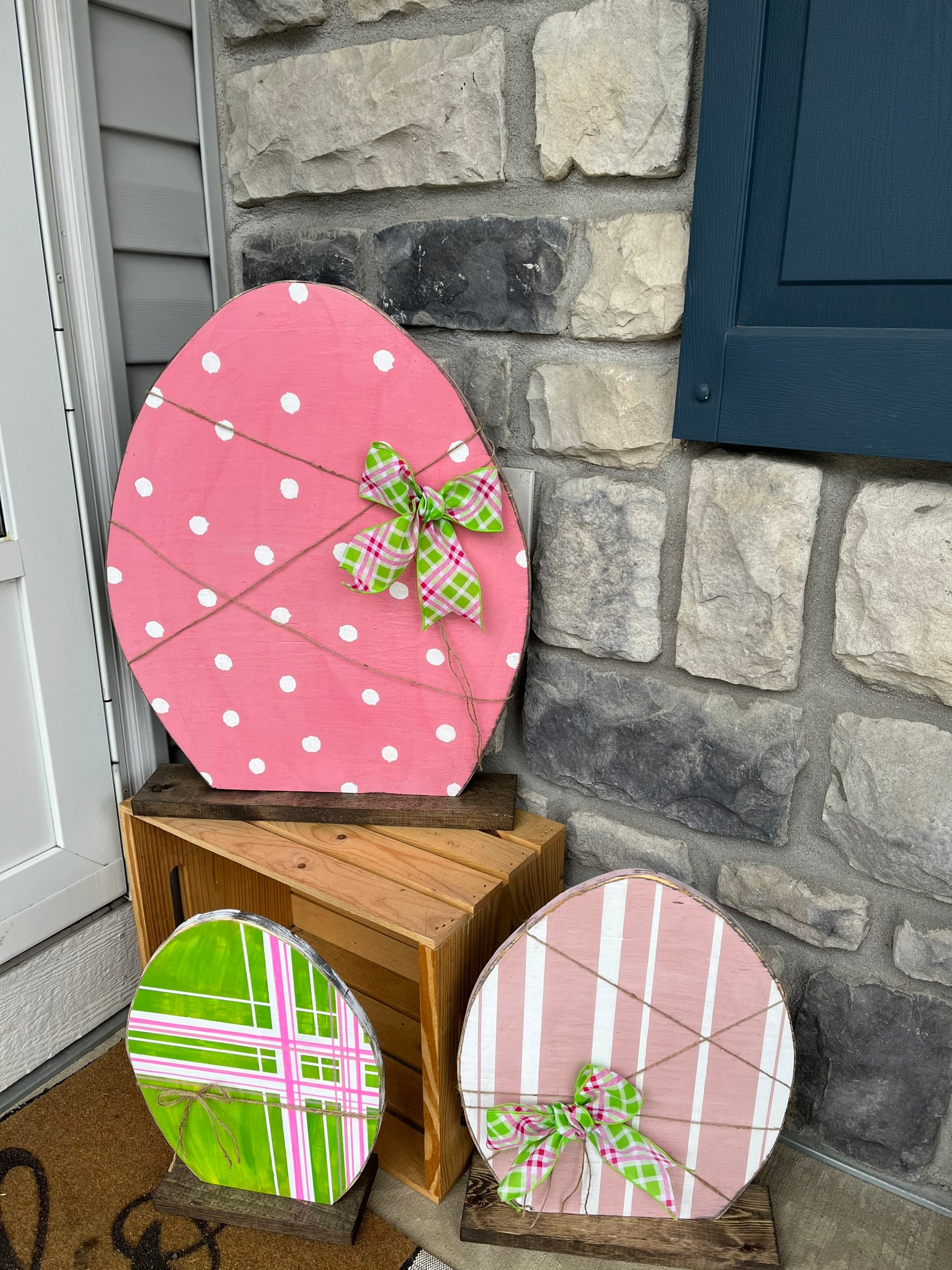 Large Pallet Wood Easter Egg Set,spring Decor, Large Wood Art, Pallet ...