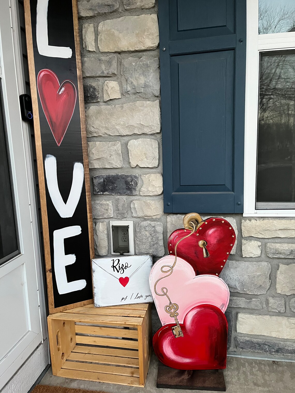 Stacked Heart Topiary.personalizable Art. Farmhouse Valentines Decor ...