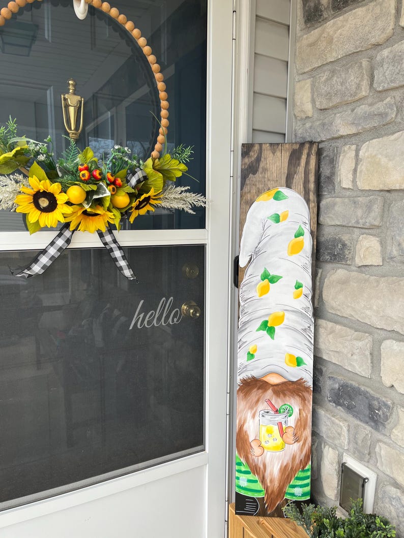 Summer Lemon Decor for Porch Gnome Rustic Farmhouse Welcome Sign ...