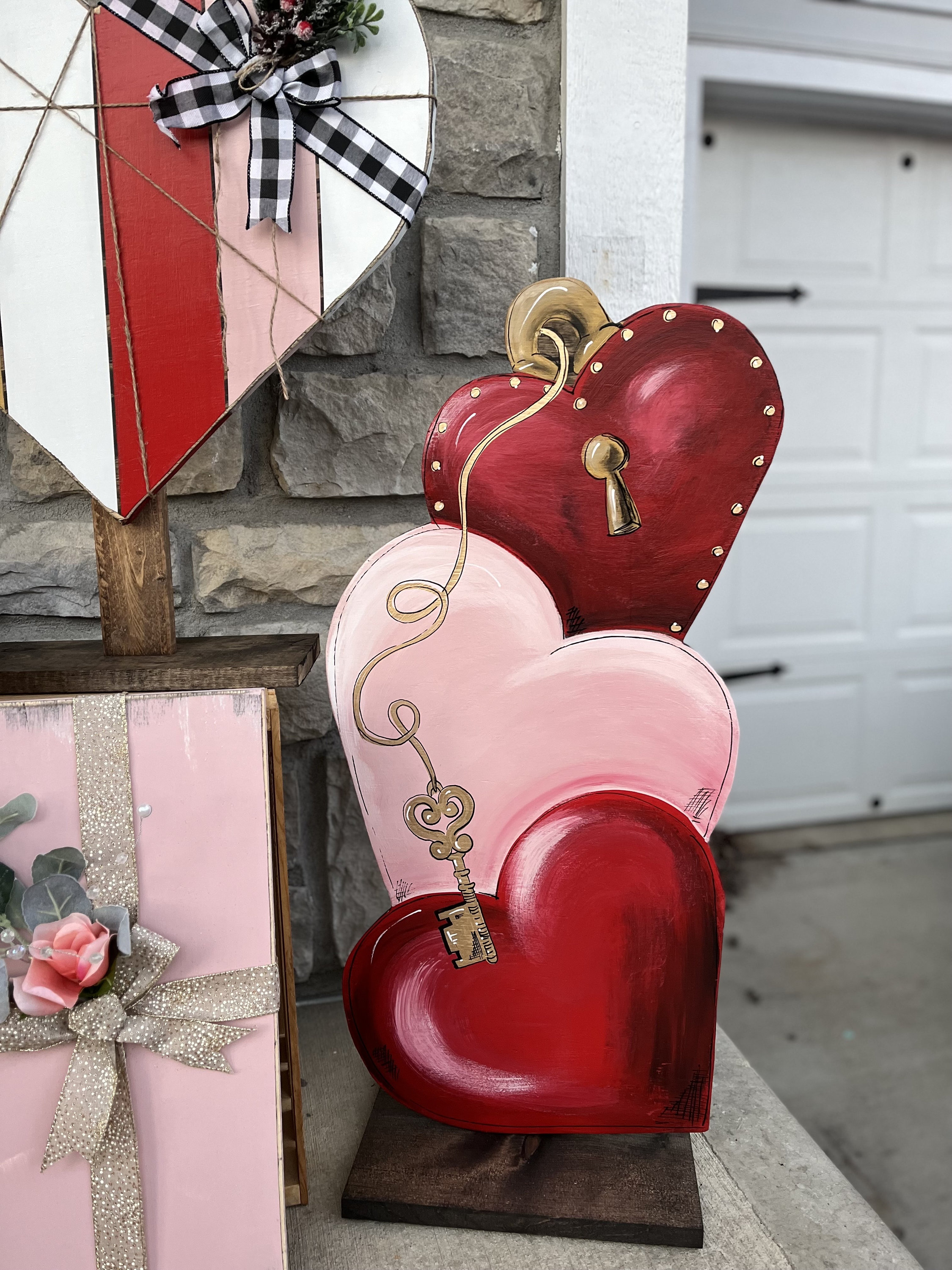 Stacked Heart Topiary.personalizable Art. Farmhouse Valentines - Etsy