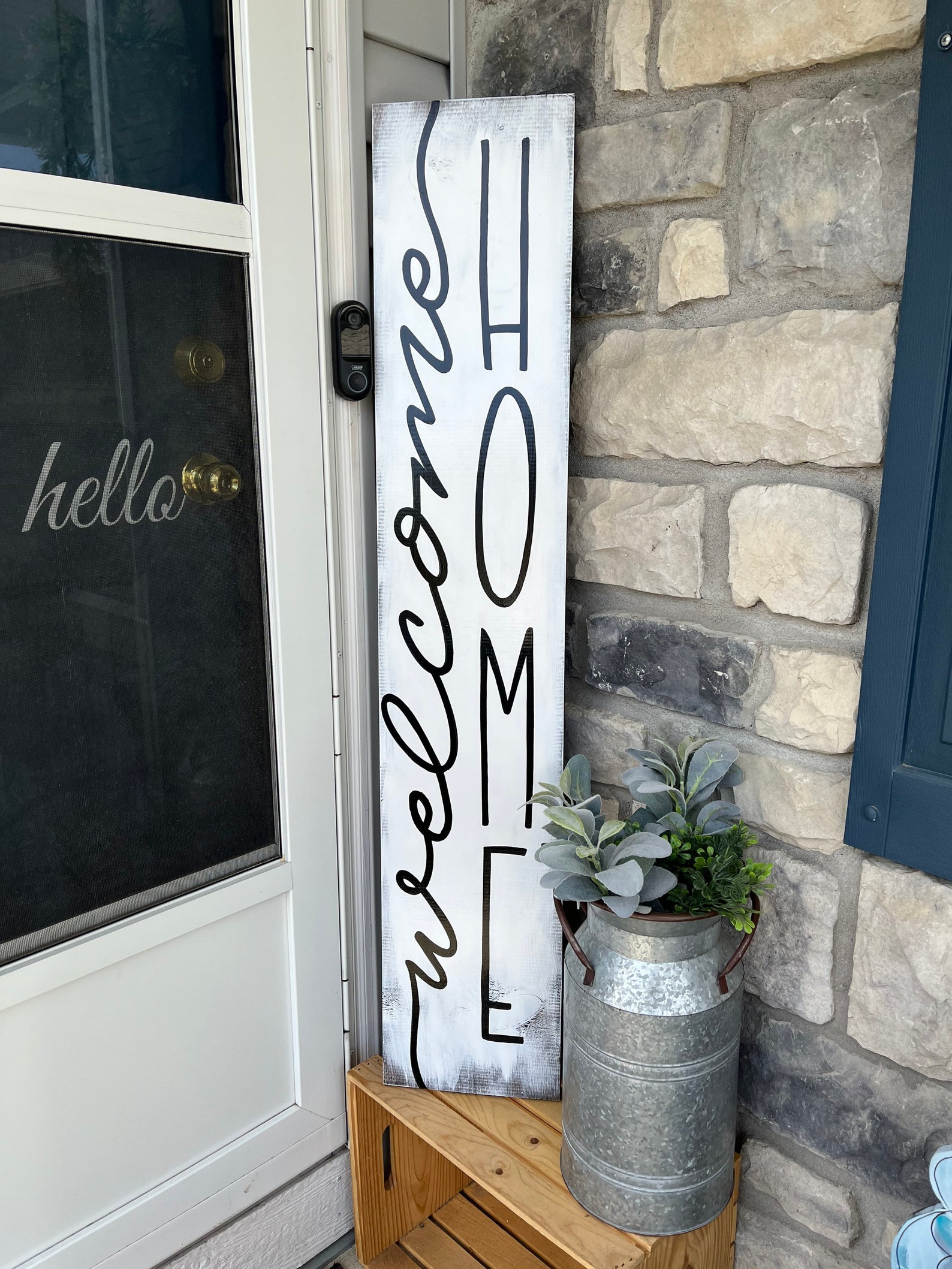 Front Porch Welcome Wood Leanner Fall Front Door Board - Etsy