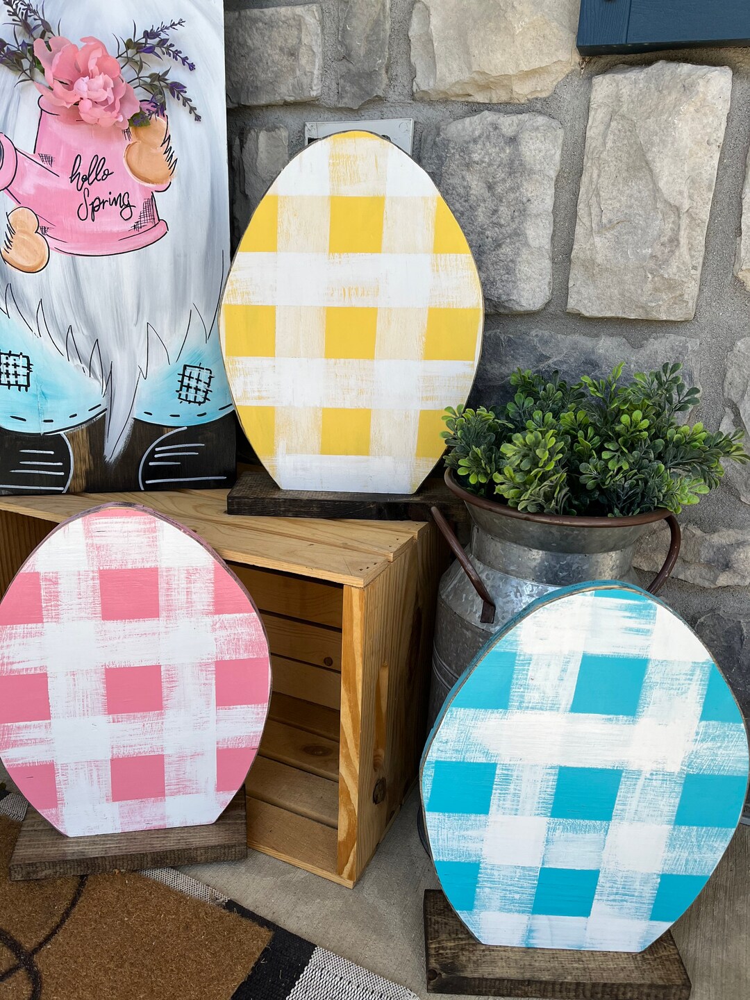 Farmhouse Easter Eggs, Rustic Plaid Eggs , Easter Decor ,spring Decor ...