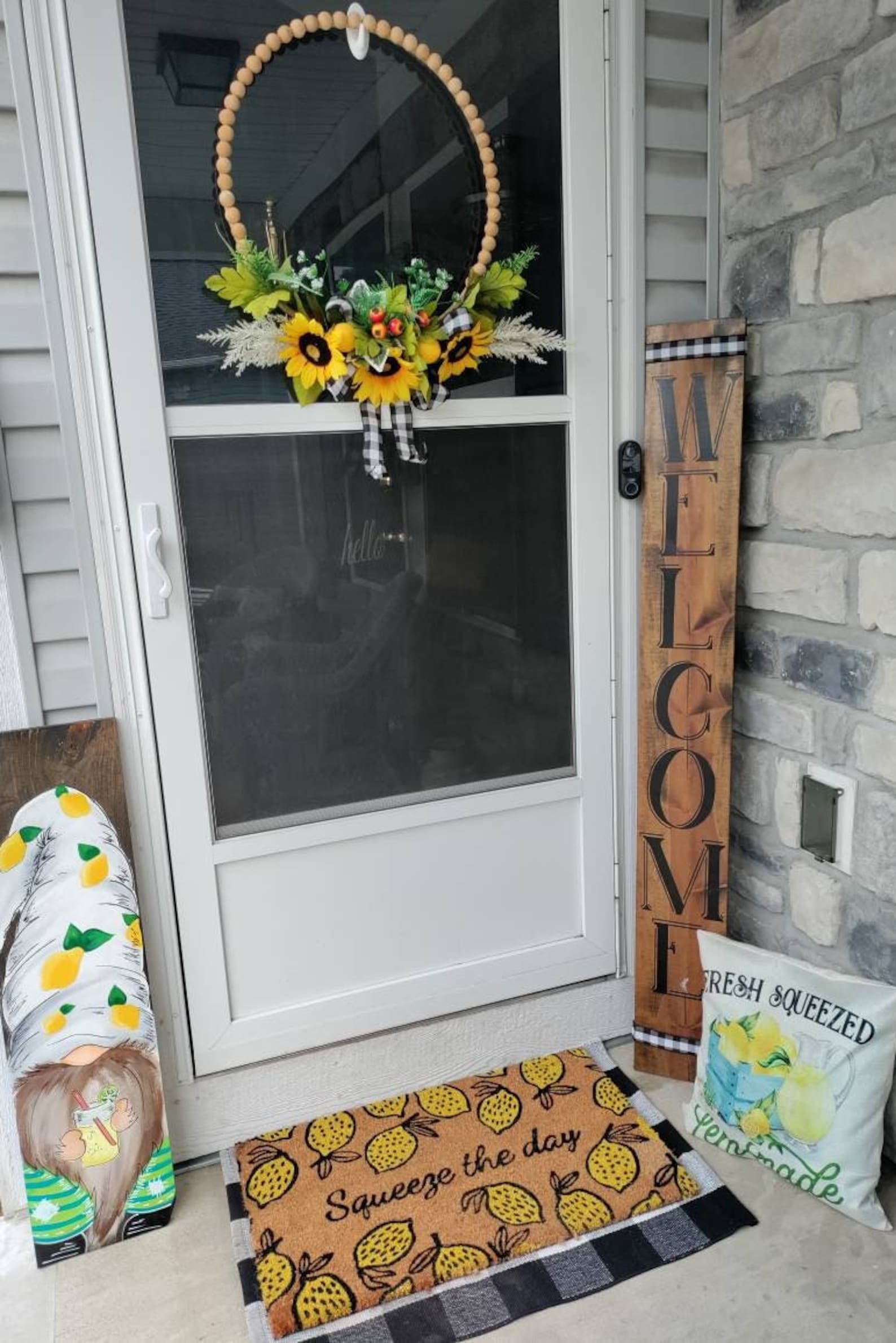 Summer Lemon Decor for Porch Gnome Rustic Farmhouse Welcome Sign ...