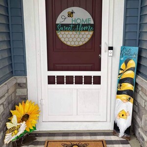 Bee Gnome | Farmhouse Vertical Welcome Sign | Honey Comb Gnome | Bee ...