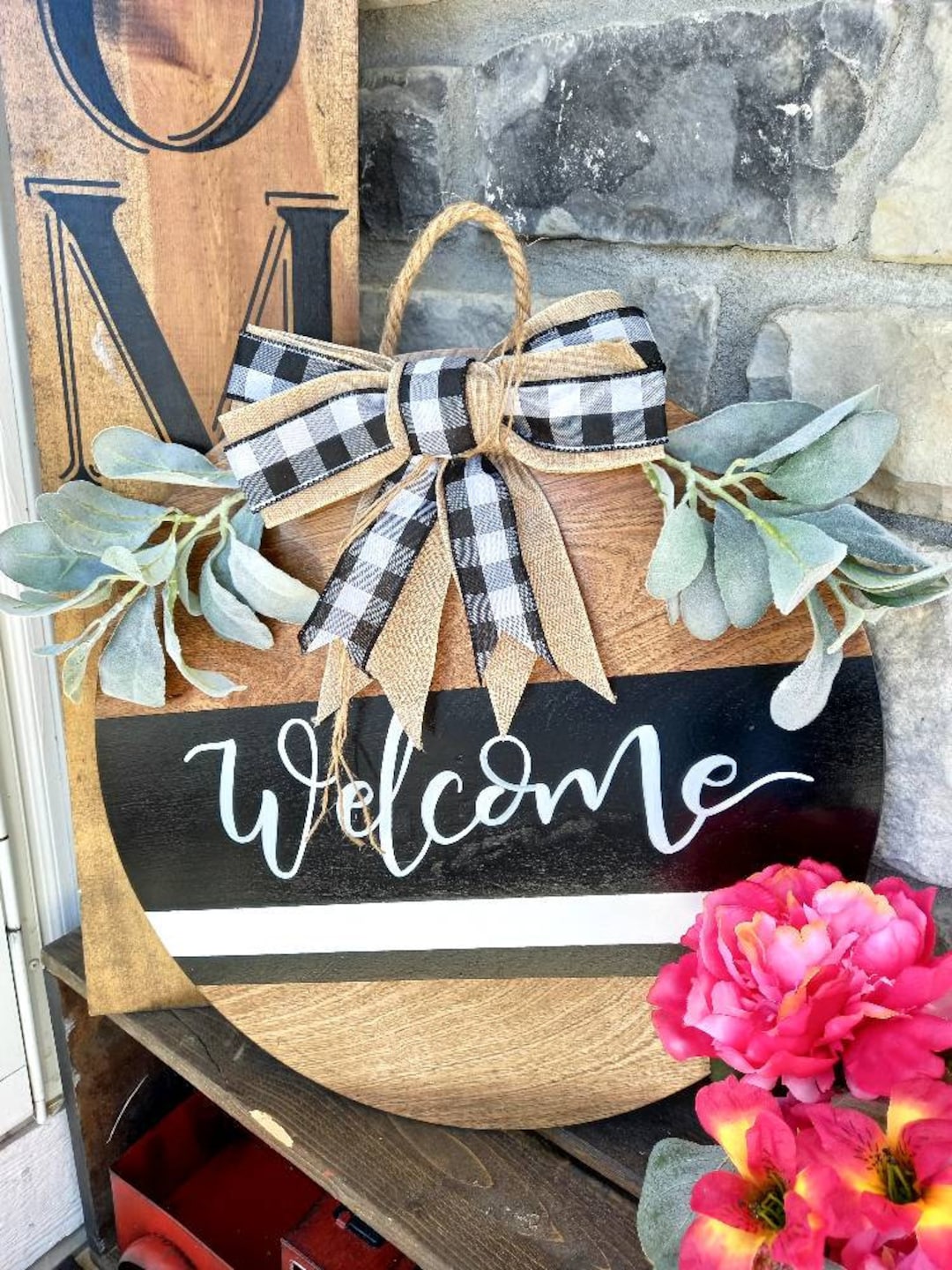 Modern Farmhouse Sign Farmhouse Welcome Sign Round Hanger Sign Welcome ...
