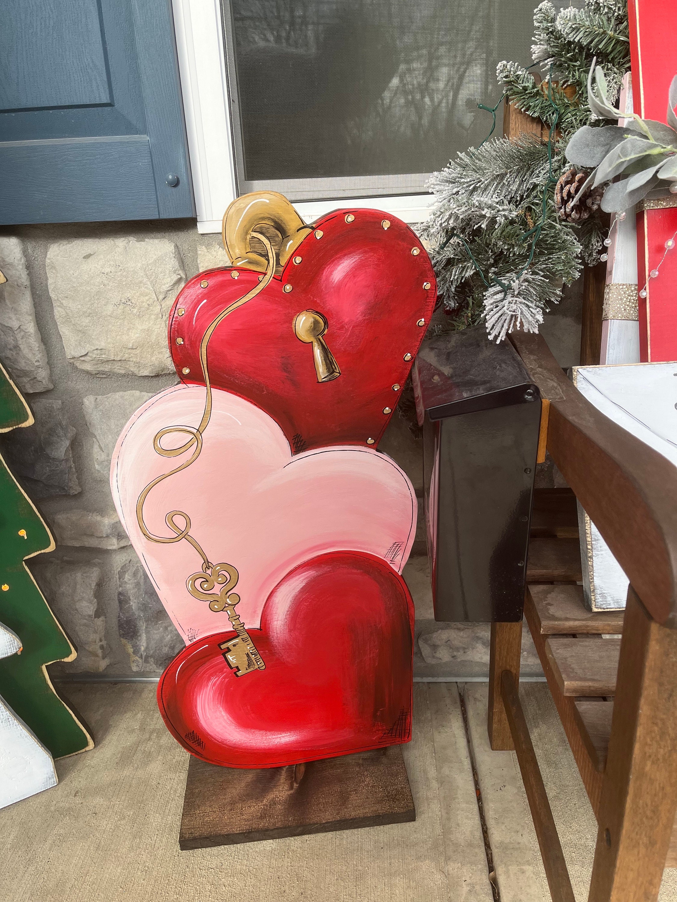 Stacked Heart Topiary.personalizable Art. Farmhouse Valentines - Etsy