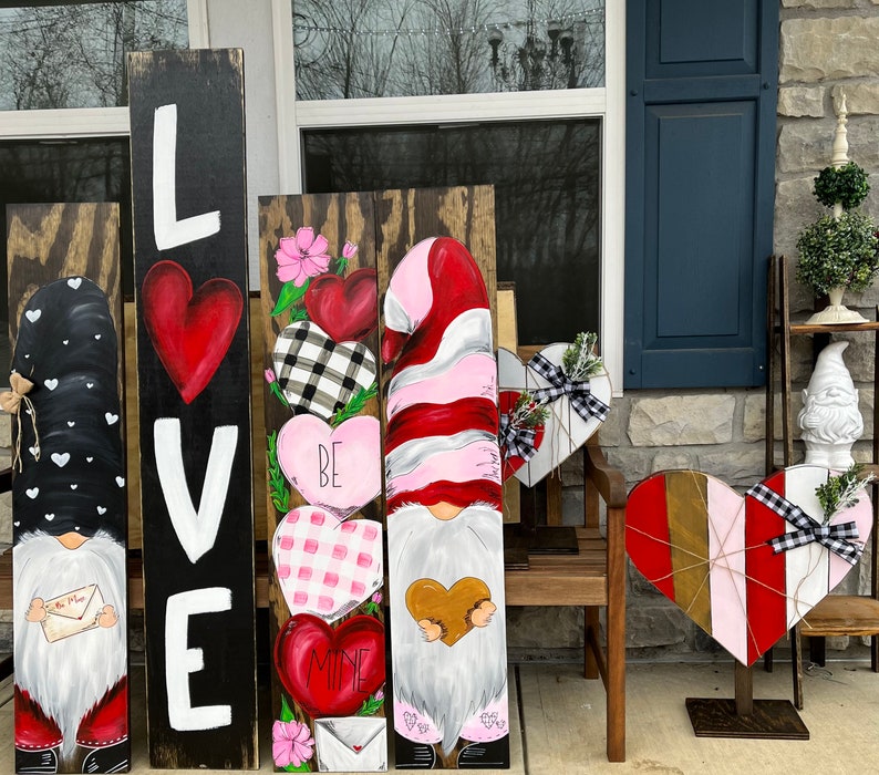 PINK LOVE Valentine's Day Porch Sign Vertical Porch Sign - Etsy