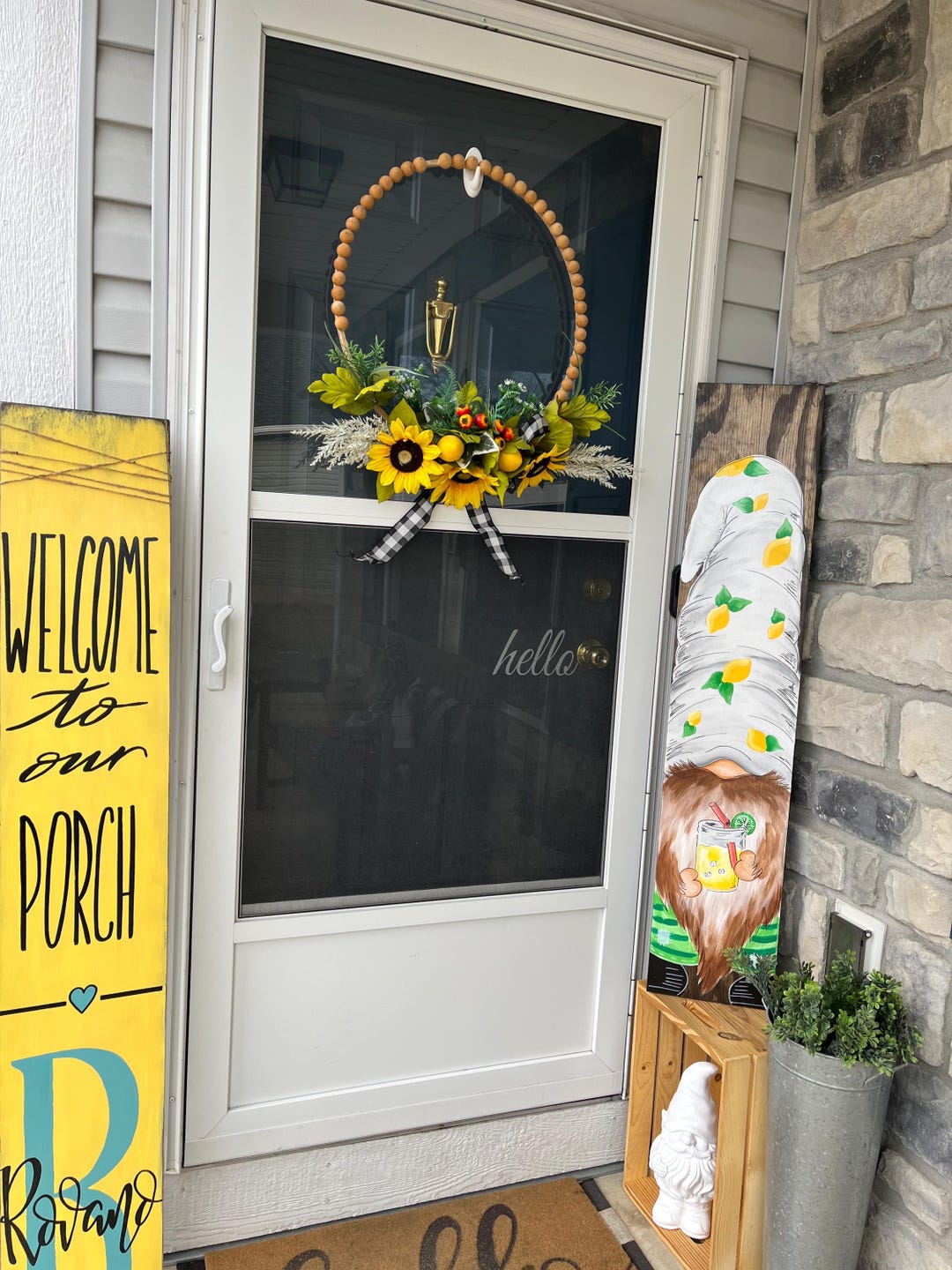 Summer Lemon Decor for Porch Gnome Rustic Farmhouse Welcome Sign ...