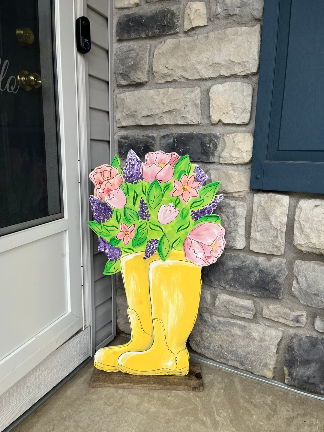 Spring Flowers Porch Rain Boots - Etsy