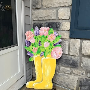 Spring Flowers Porch Rain Boots - Etsy