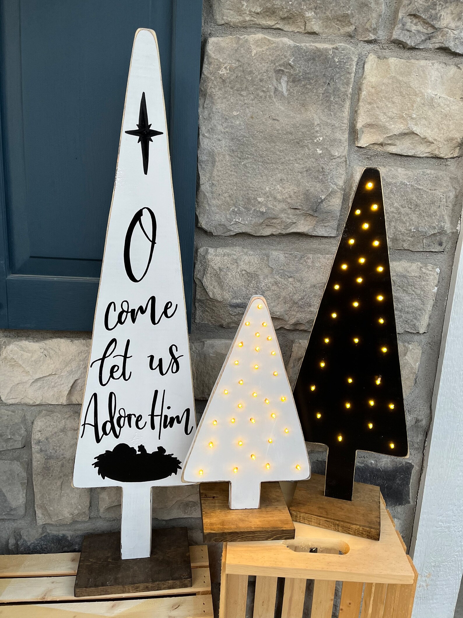 Rustic Wooden Christmas Trees | Porch Wood Tree | Large Christmas Yard ...