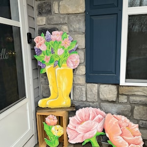 Spring Flowers Porch Rain Boots - Etsy