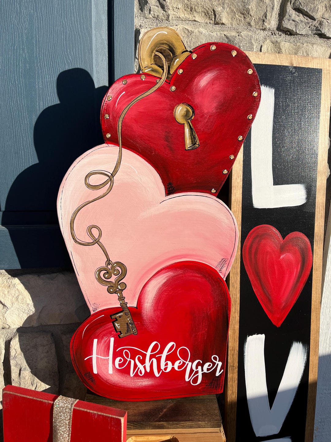 Stacked Heart Lock Topiary | Farmhouse Valentine Decor| Outdoor Heart ...