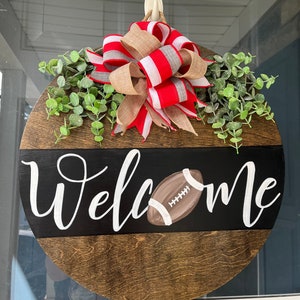 Welcome Football Door Hanger, Farmhouse Front Door Sign, Ohio State ...