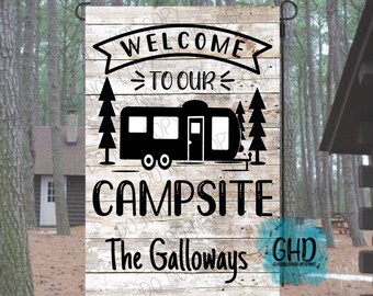 Welcome to Our Campsite Garden Flag, Camping Garden Flag, Personalized ...