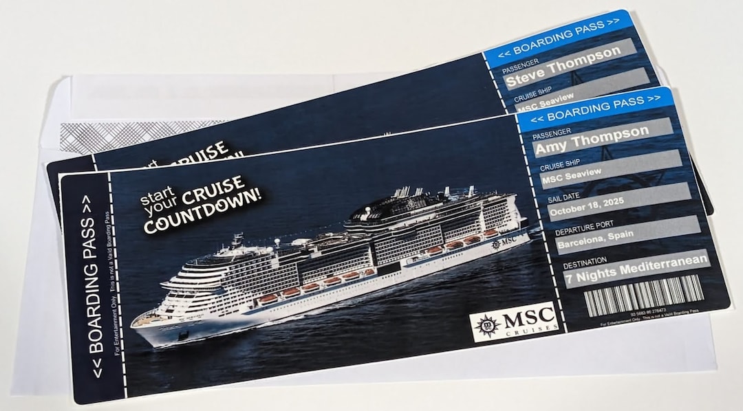 Surprise MSC Cruise Boarding Pass / Ticket Customizable Download, Fill ...