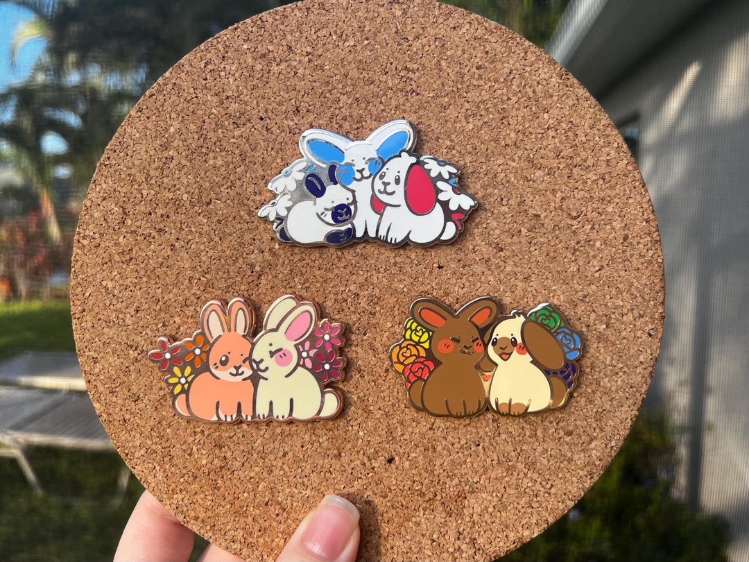 Bonded Bunny Enamel Pins - Etsy