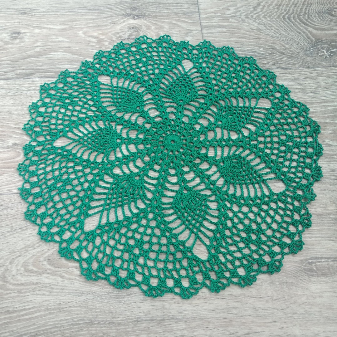Christmas Pineapple Emerald Round Crochet Doily 13,8"-handmade Decor ...