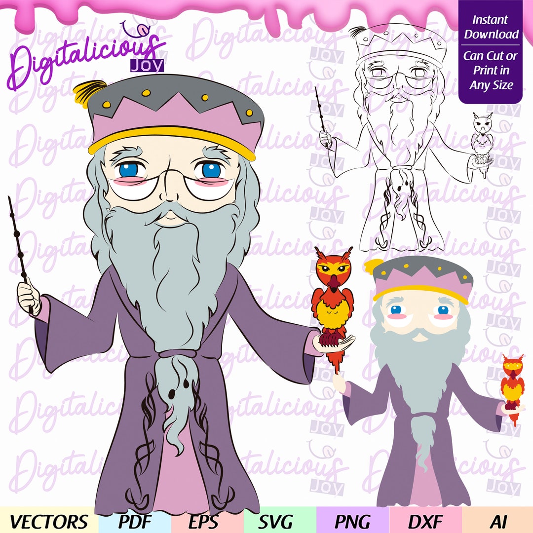 Principal Wizard With Phoenix Pet SVG DXF: Magic School Cut Files - Etsy