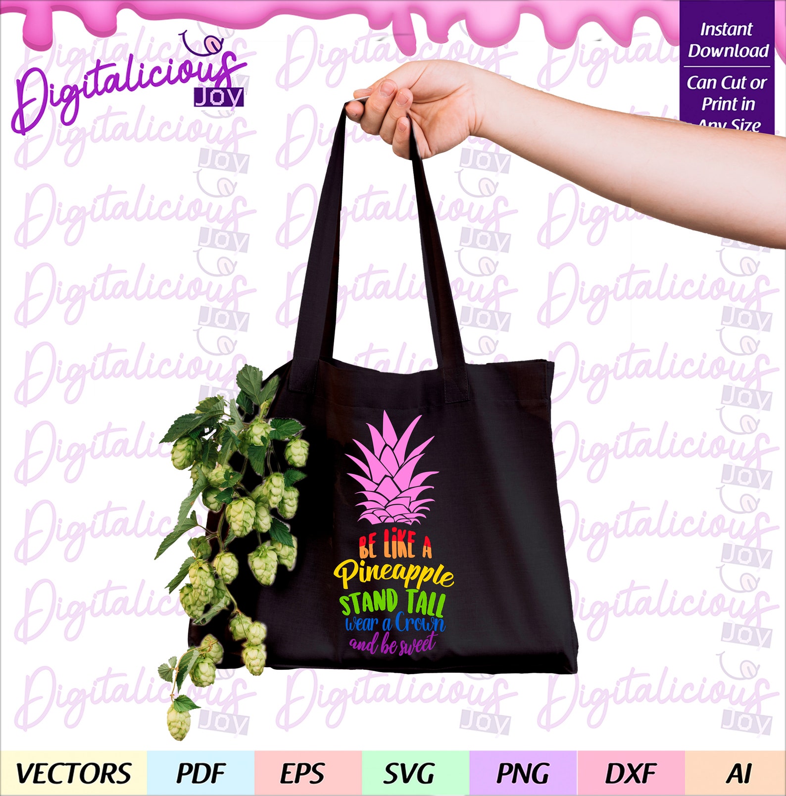 Be Like a Pineapple Inspirational Quote Motivation Tropical - Etsy