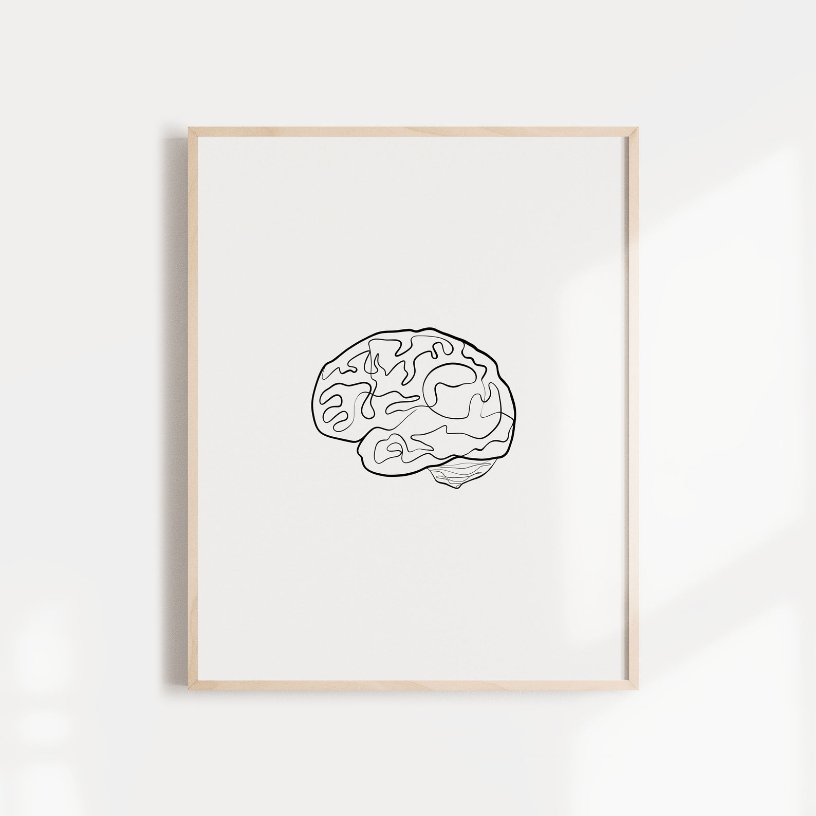 Brain Line Art, Minimalist Brain Art, Brain Prints Wall Art, Psychology ...