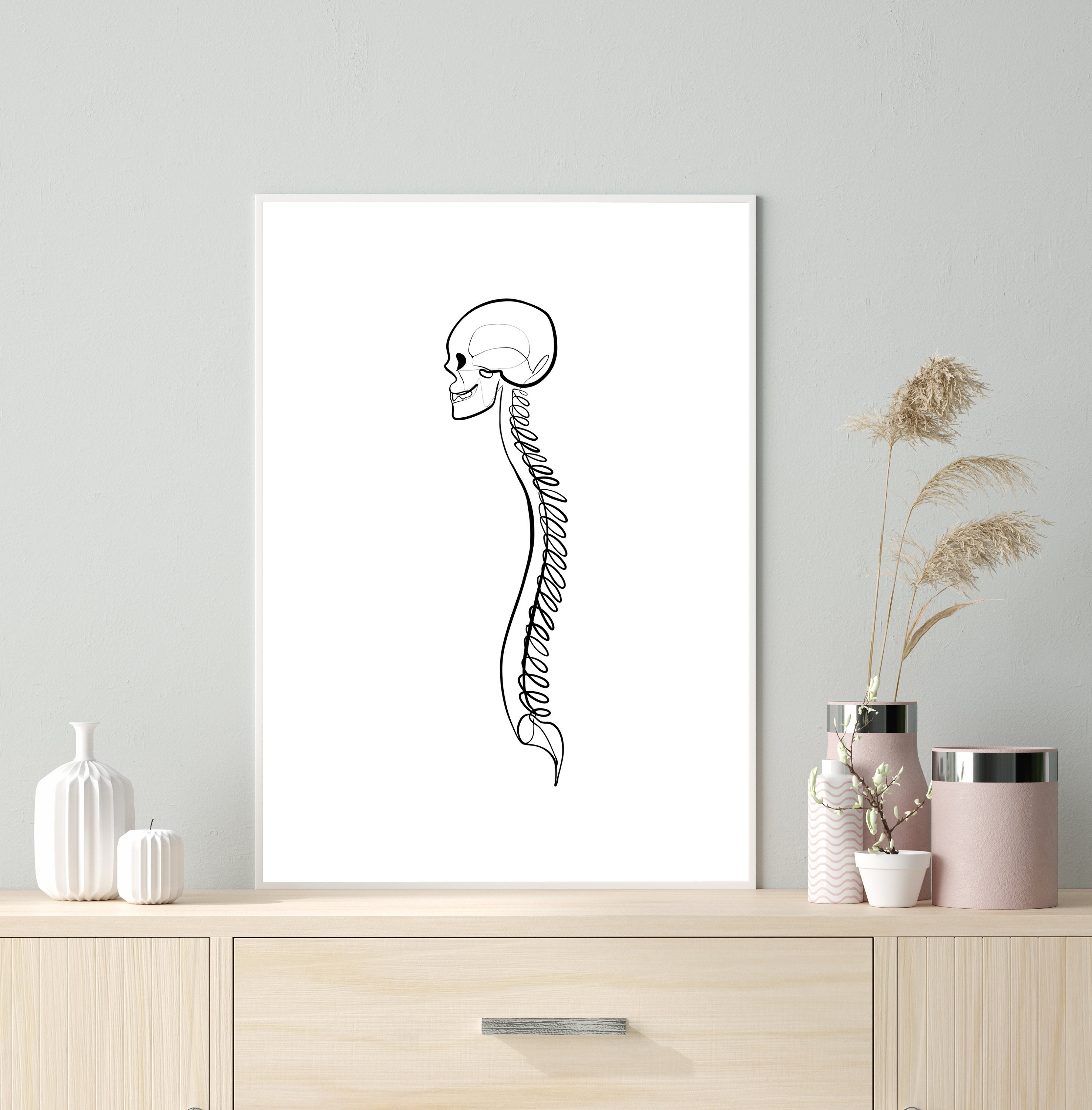 Spinal Cord Line Art, Minimalist Anatomy Art, Prints Wall Art ...