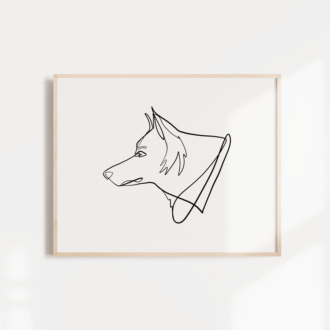 Wolf Lineart, Animal Print Lineart, Minimalistic Wall Art,printable ...