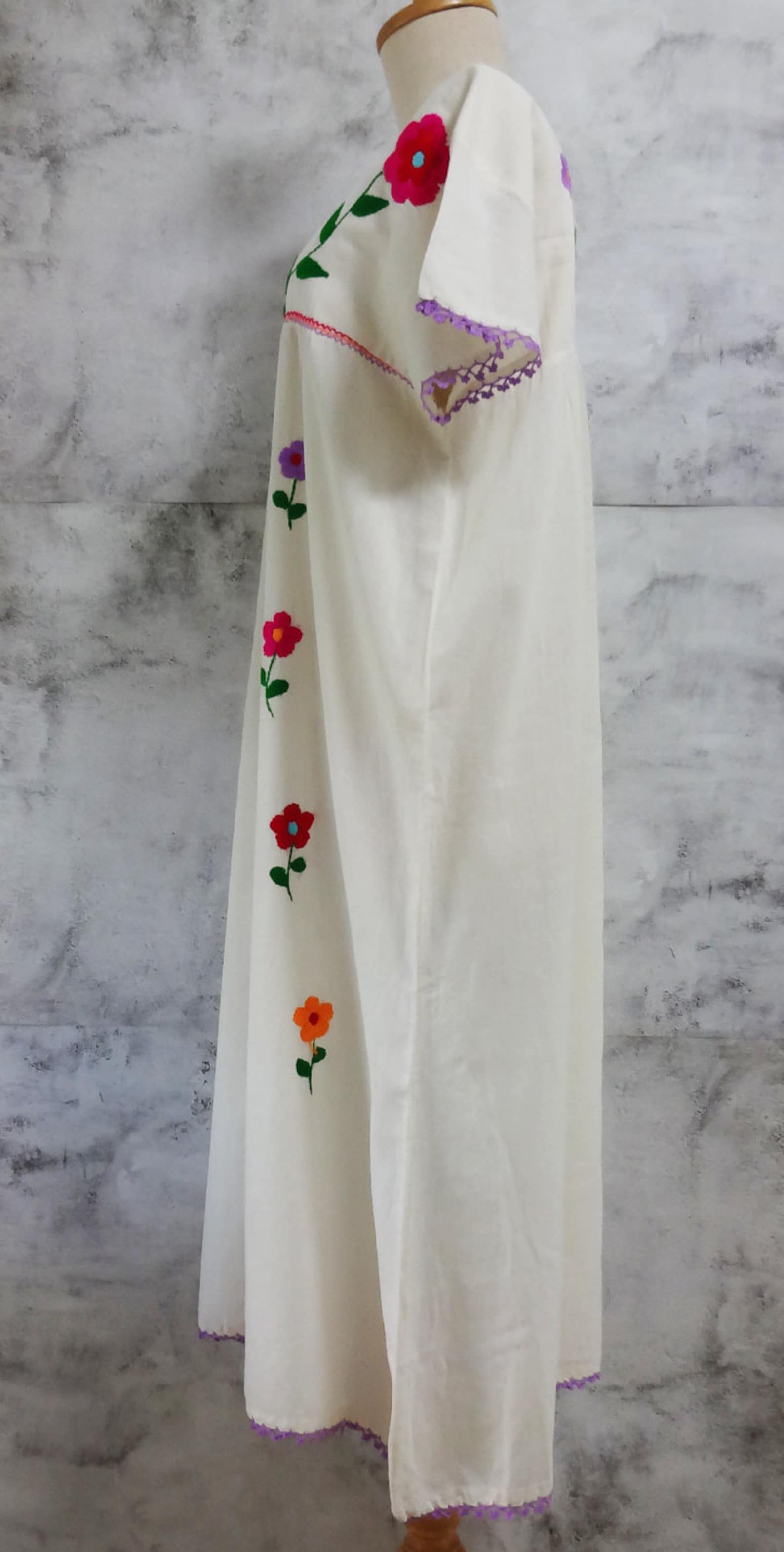 Women's Hand Embroidered Cotton Dress Floral Embroidered - Etsy