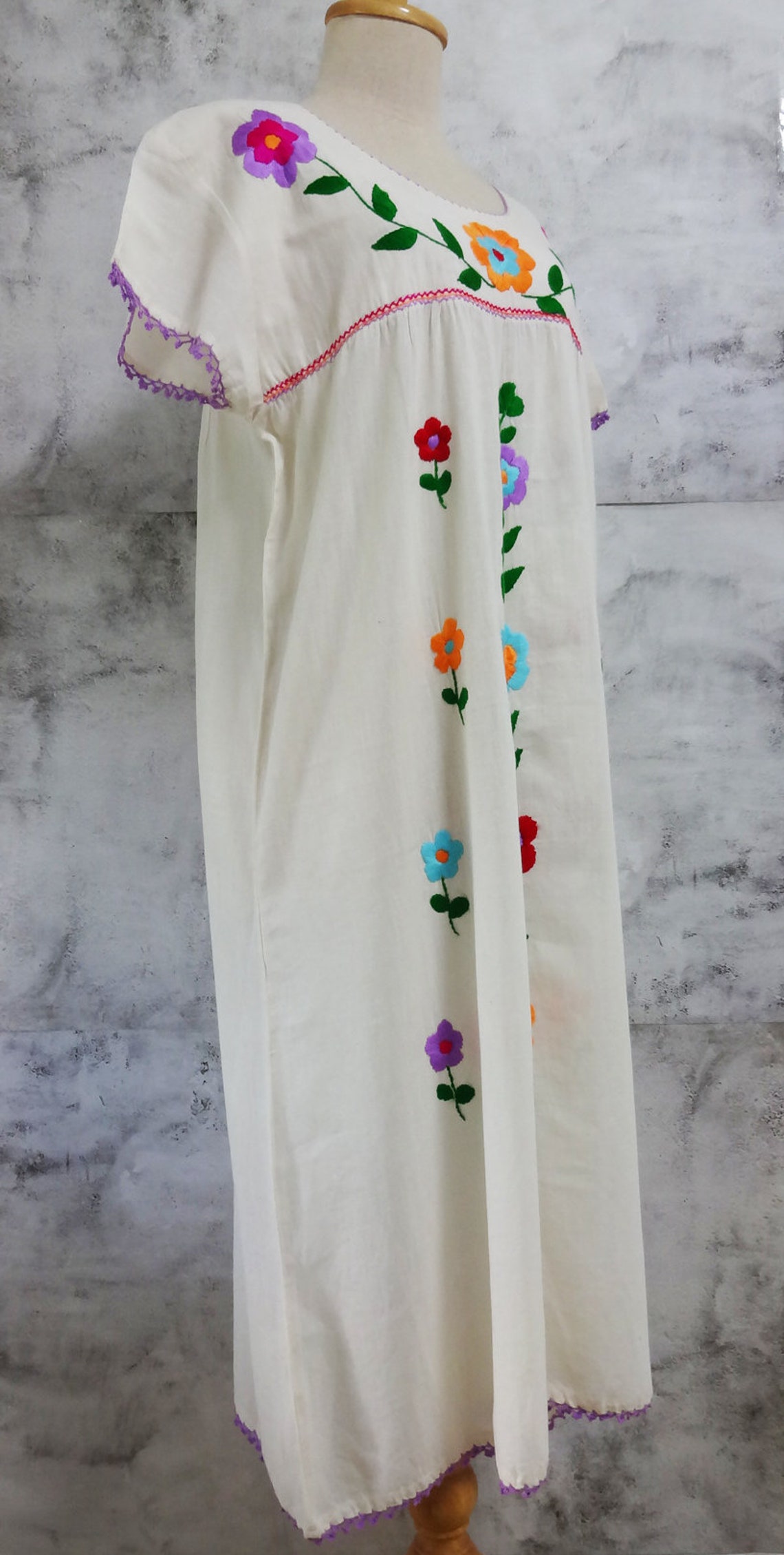 Women's Hand Embroidered Cotton Dress Floral Embroidered - Etsy