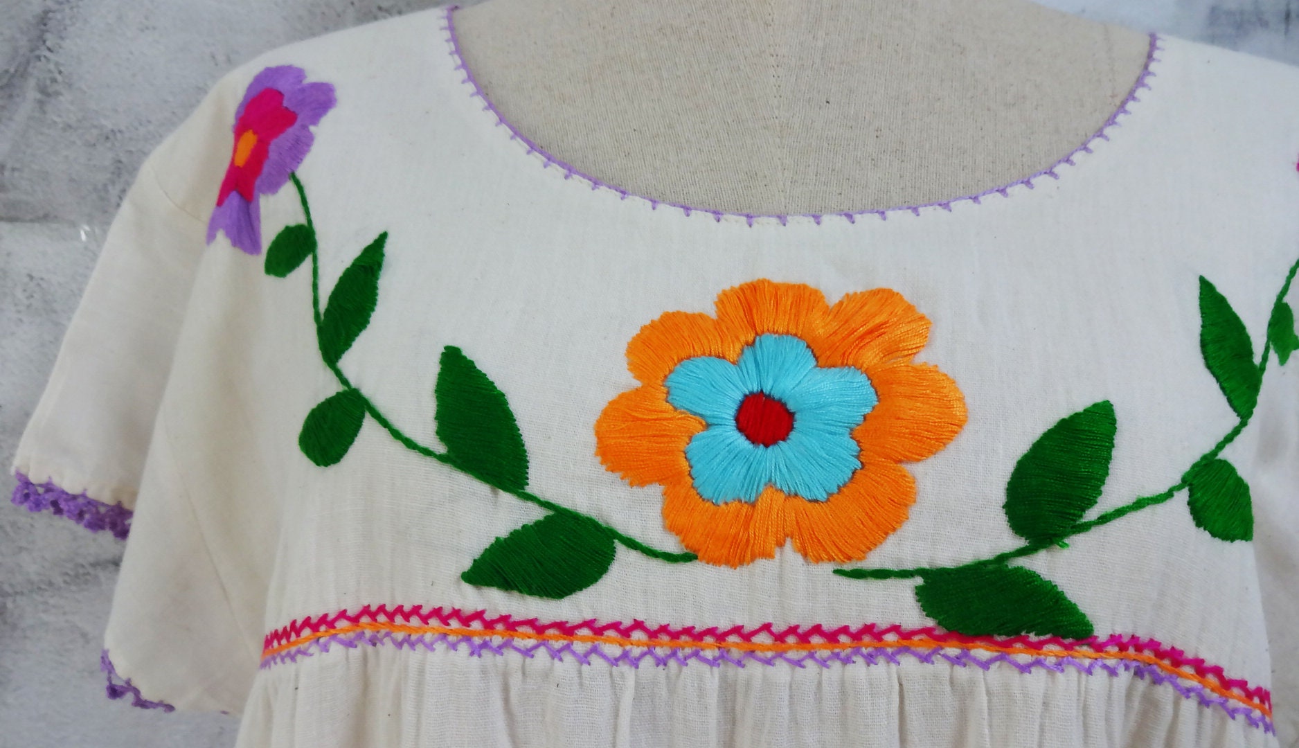 Women's Hand Embroidered Cotton Dress Floral Embroidered - Etsy