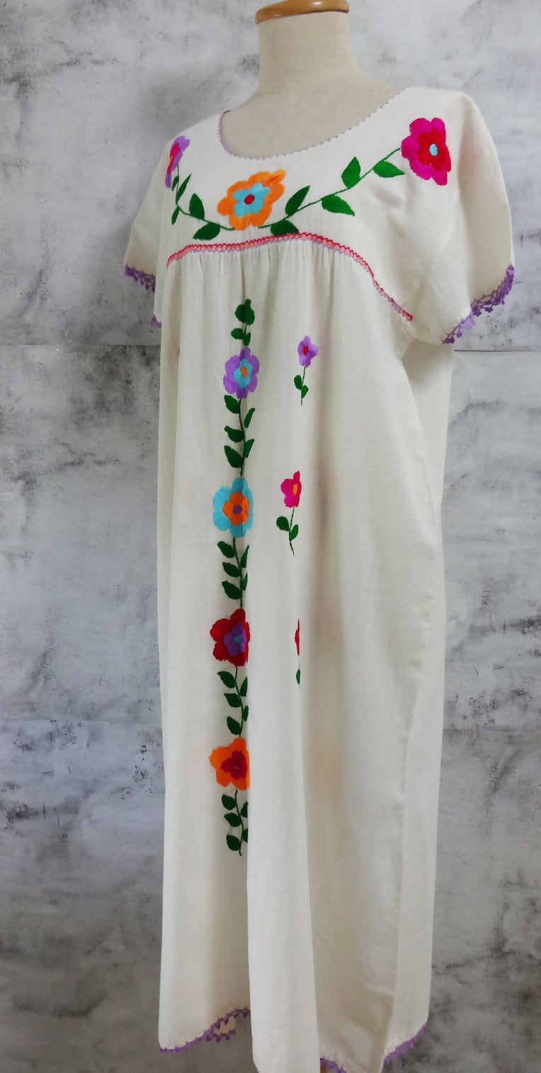 Women's Hand Embroidered Cotton Dress Floral Embroidered - Etsy