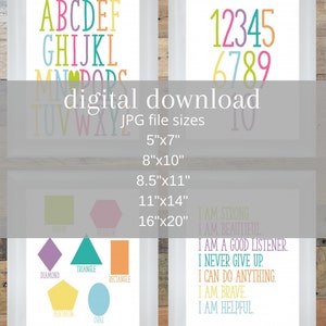 Home School/playroom Wall Art Digital Download. Nursery Decor; Alphabet ...