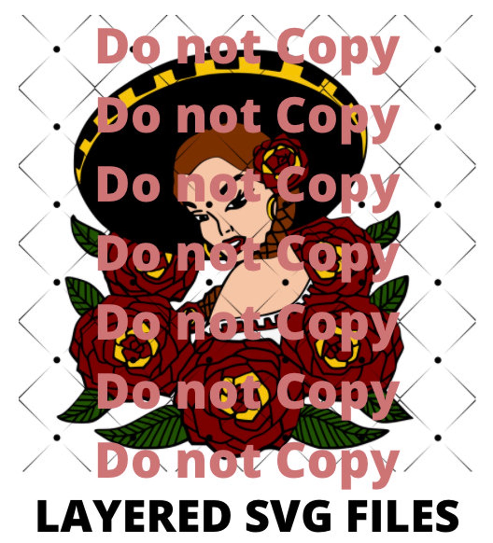Mexican With Red Roses Layered SVG File. | Etsy
