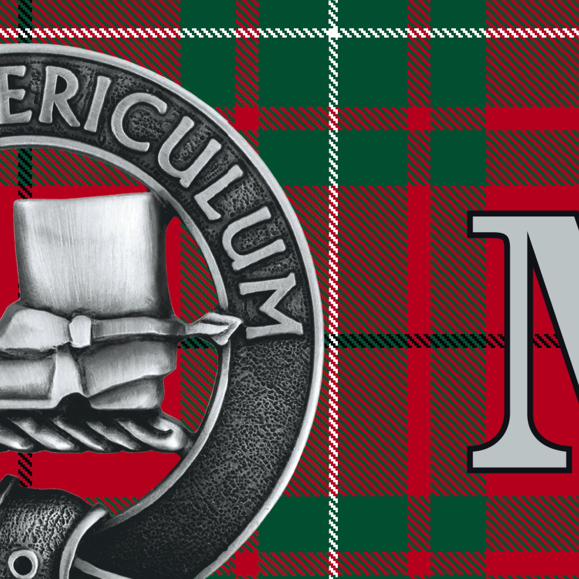 Clan Macaulay Badge and Red Dress Tartan Background Vinyl Sticker Sets ...