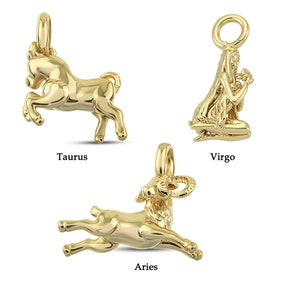 Zodiac Sign Charms Gold Plated Astrology Charms, Horoscope Charms ...
