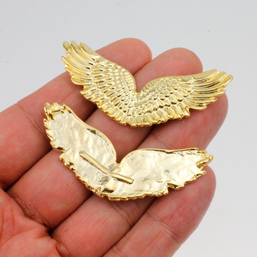 Wing Pendant Connector Angel Wings Charm 24k Gold Plated | Etsy