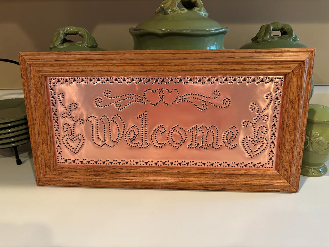 Vintage Copper Hand Crafted Welcome Sign - Etsy