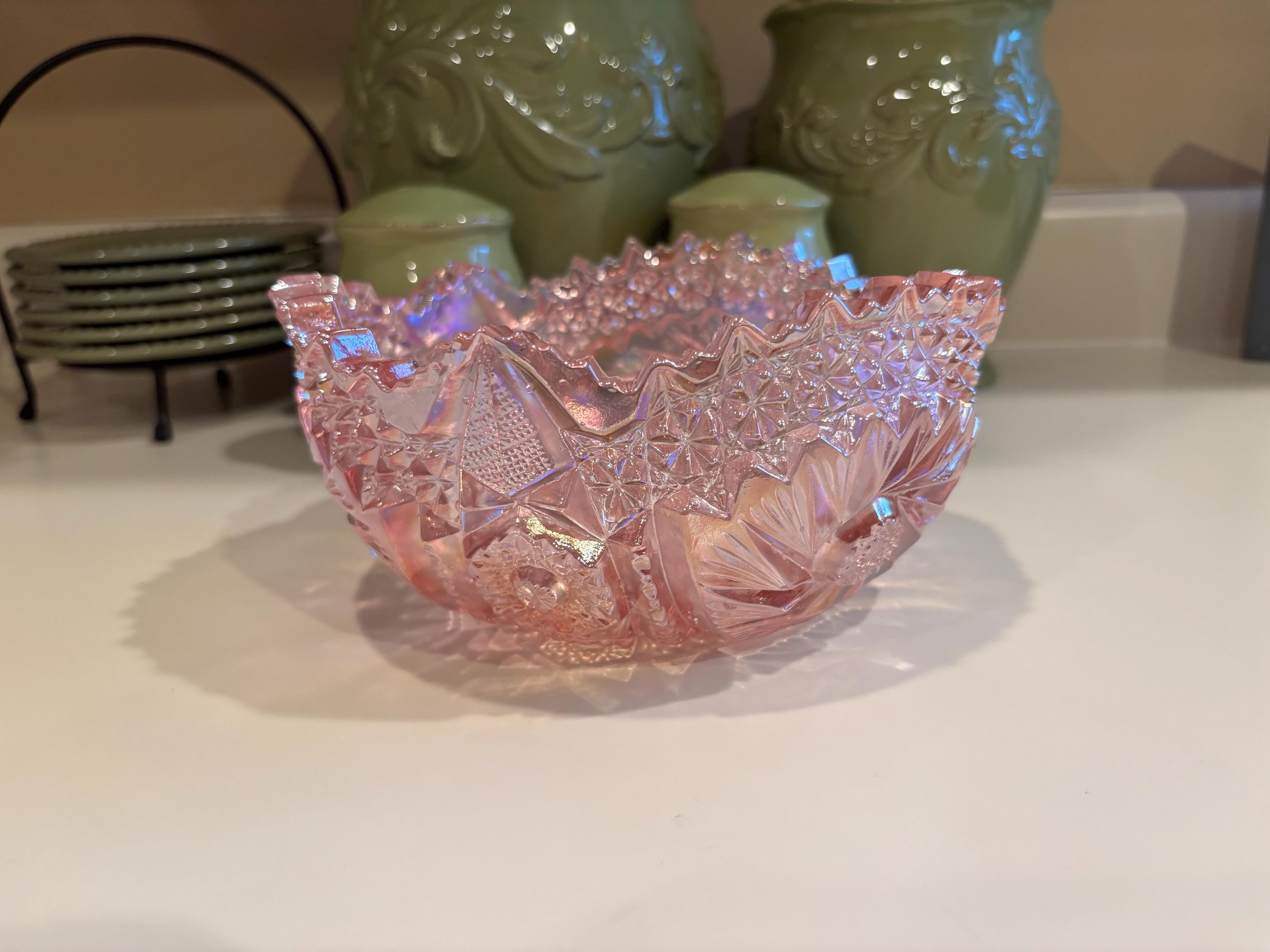 Pink Carnival Glass