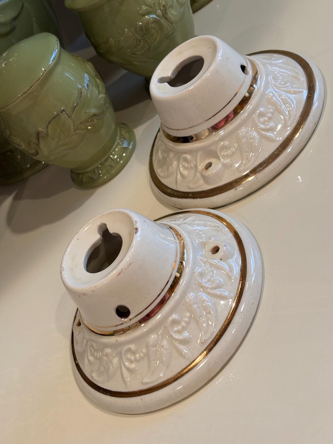 Porcelier Ceramic Ceiling Light Fixtures - Set of 2 - Etsy
