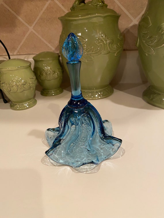 Fenton Light Blue Paisley and Swirl Design Vintage Glass Bell - Etsy