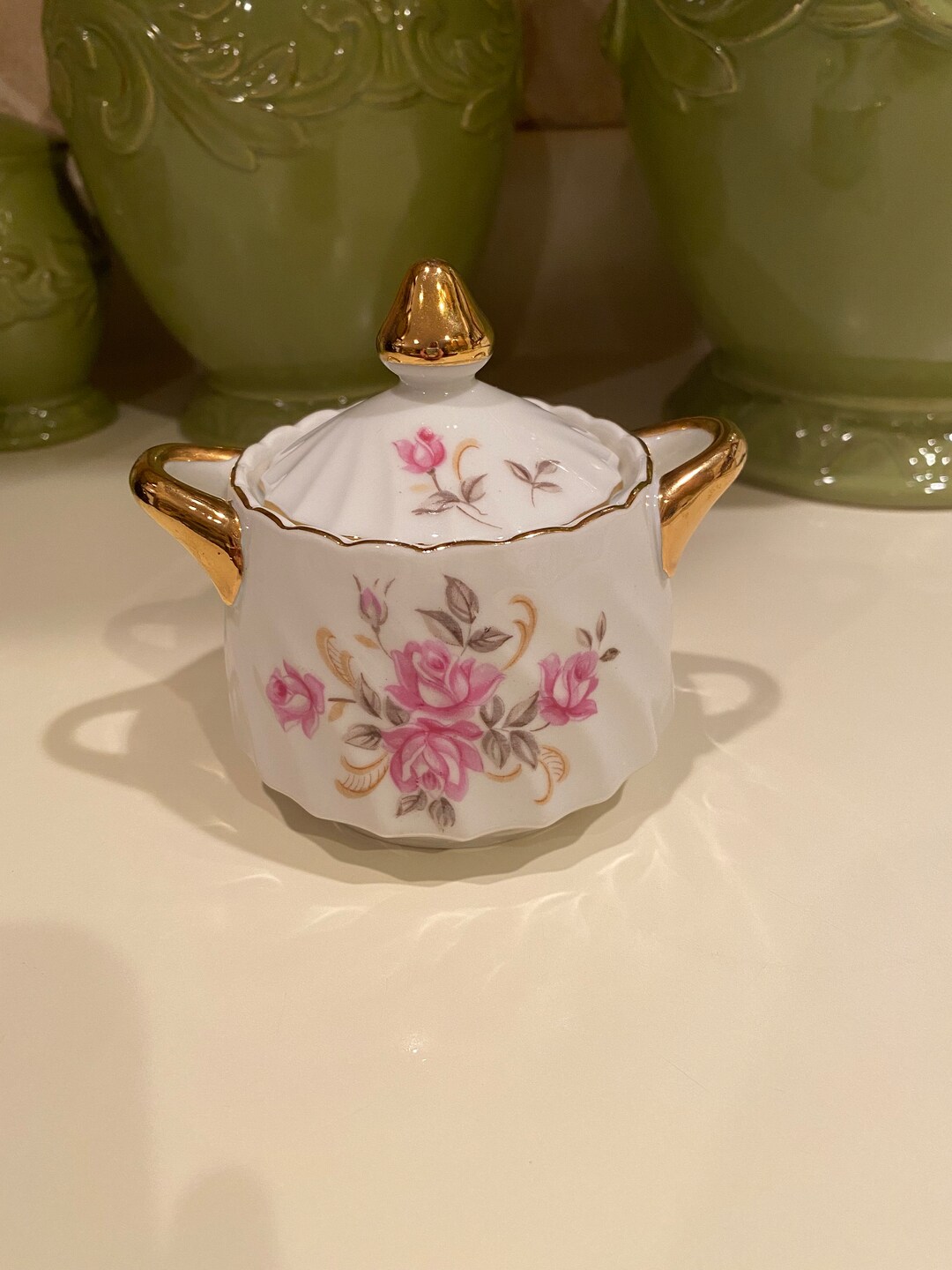 Lefton Vintage China Sugar Bowl - Moss Rose Pattern - Etsy