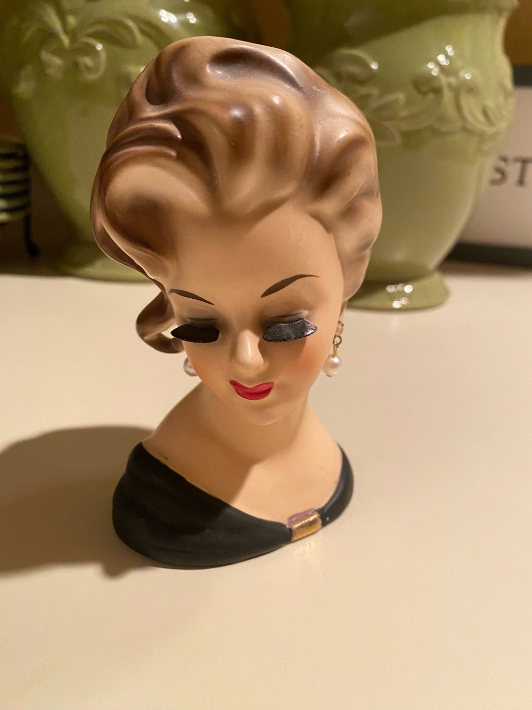 Inarco- Lady in Black - Vintage Head Vase - E1610 - Etsy